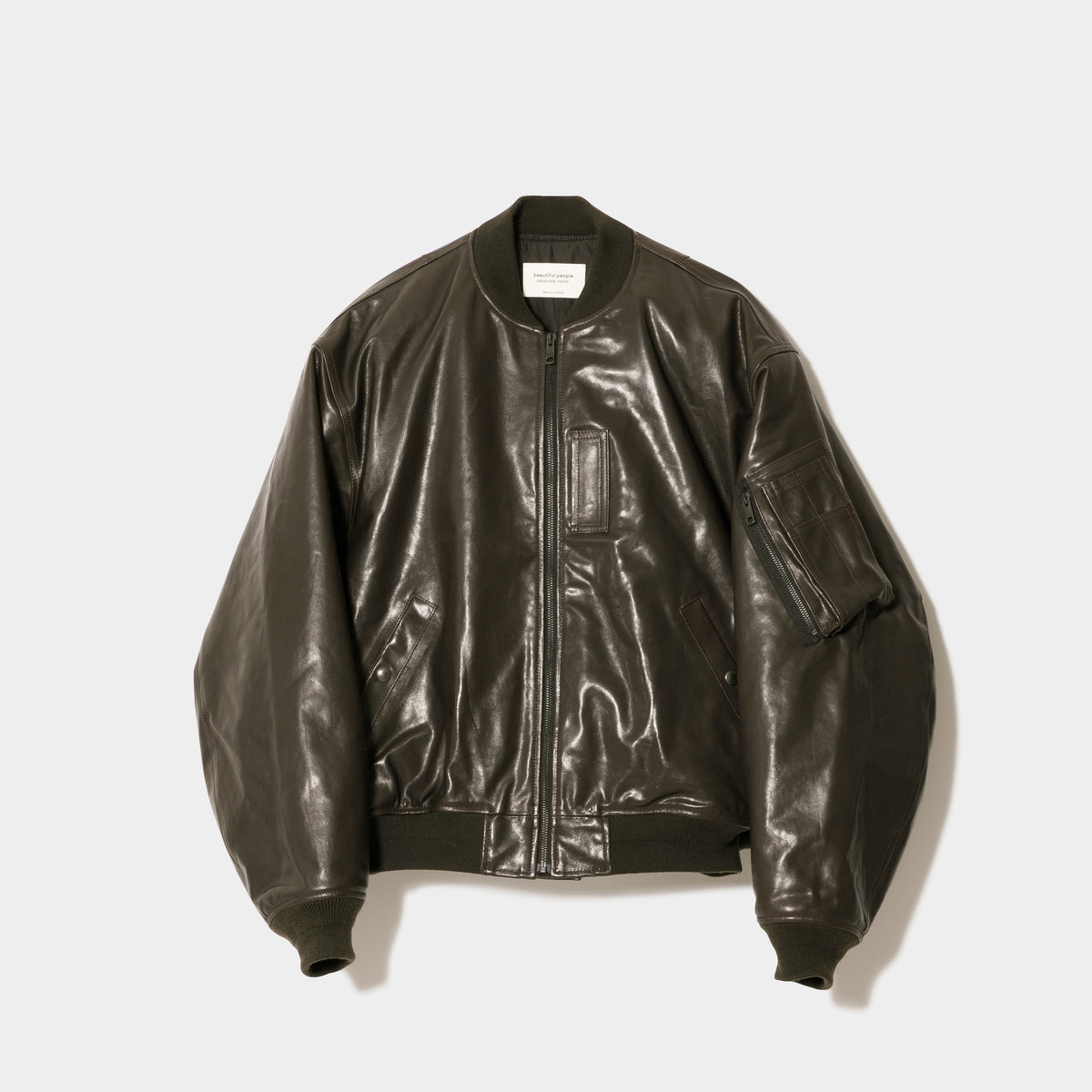 light lamb leather fanshape MA-1blouson – beautiful people online store